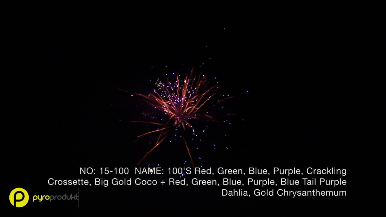 100'S Red, Green, Blue, Purple, Crackling Crossette, Big Gold Coco ...